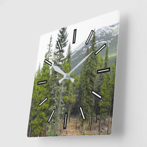 Forest and Mountain Scene Square Clock | Zazzle