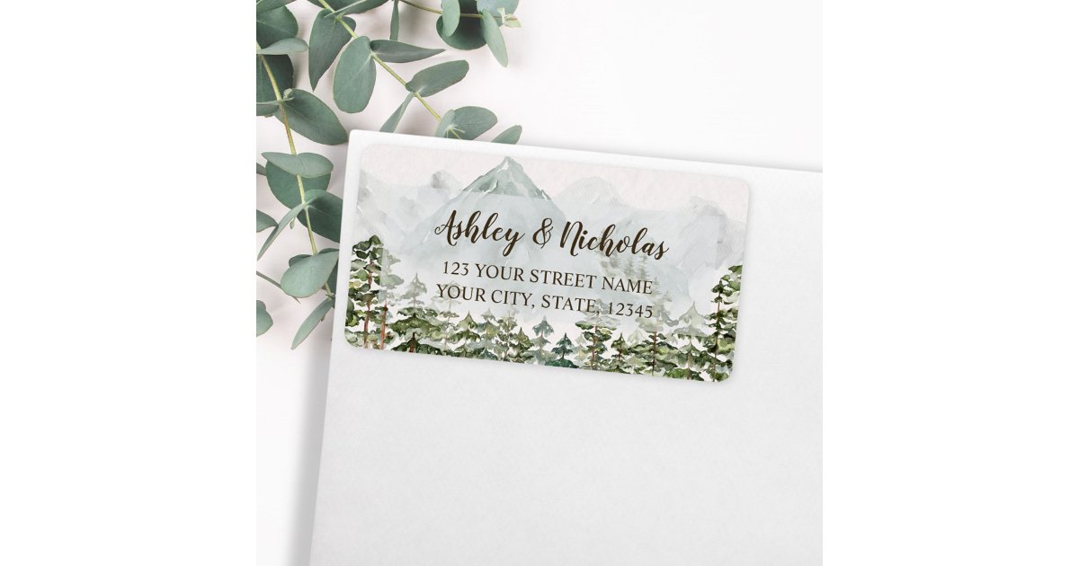 Forest and Mountain Watercolor Return Address Label | Zazzle