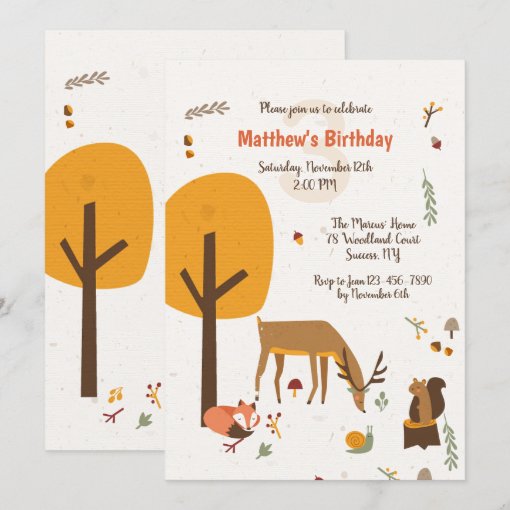 Forest Animals Birthday Party Invitation | Zazzle