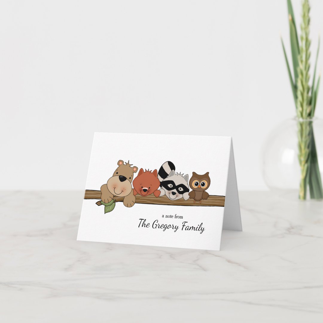 Forest Animals Thank You Note Card │ Folded | Zazzle