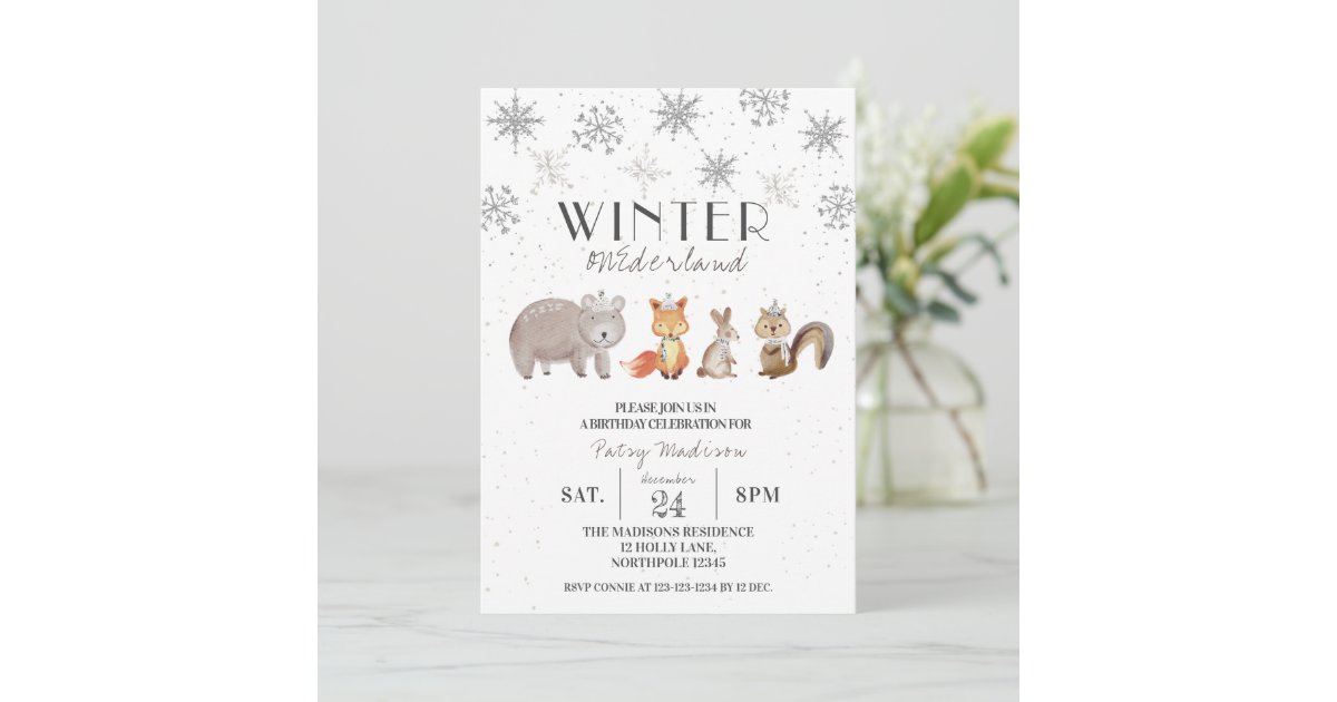 Forest Animals Winter ONEderland Birthday Invitation | Zazzle