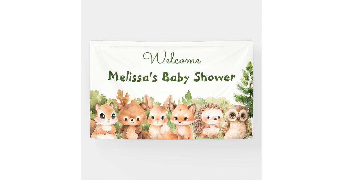 Forest Animals Woodland Baby Shower Welcome Banner | Zazzle