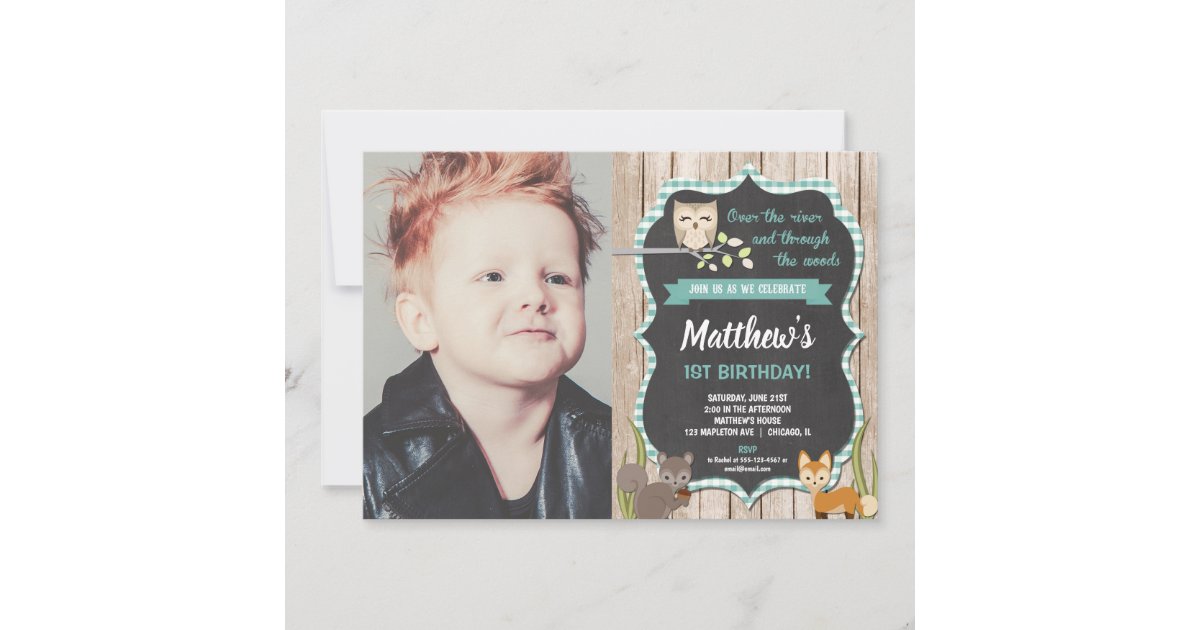 Forest animals woodland boy 1st birthday invitation | Zazzle