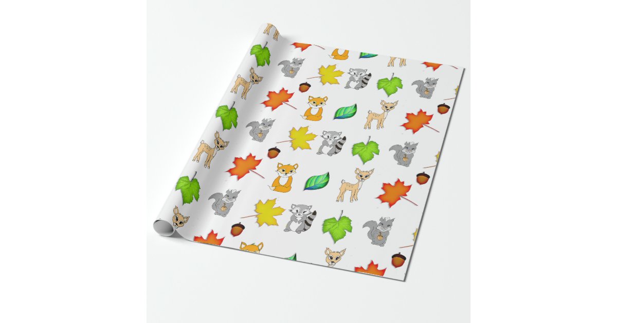 Forest Animals Woodland Creatures Fox, Raccoon Wrapping Paper | Zazzle