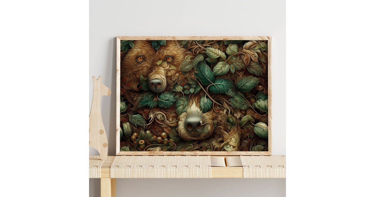 Forest Brown Bear Animal | Brown Bear Wall Print | Zazzle