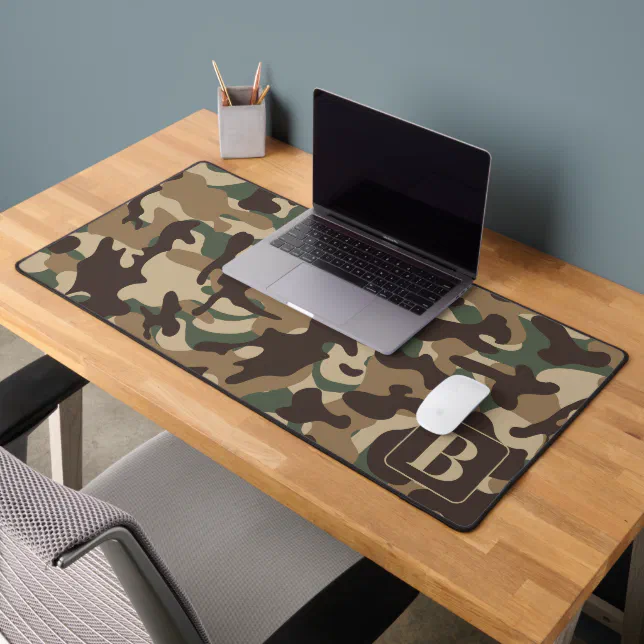 Forest Camo Personalized Monogram Camouflage Desk Mat | Zazzle