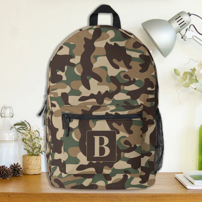 Forest Camo Personalized Monogram Camouflage Printed Backpack | Zazzle