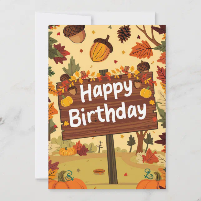Forest Charming Wish Autumn Fall Happy Birthday Card | Zazzle
