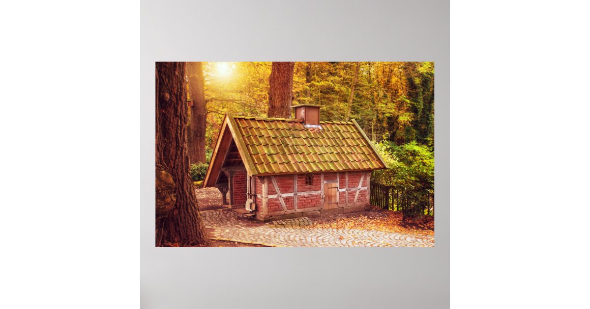 forest cottage poster | Zazzle