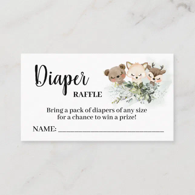 Forest Diaper Raffle Ticket Baby Shower Card | Zazzle