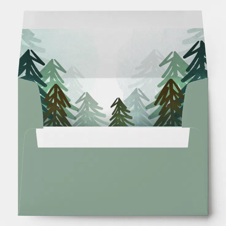 Forest Envelope Rustic Elegant Wedding Pine trees | Zazzle