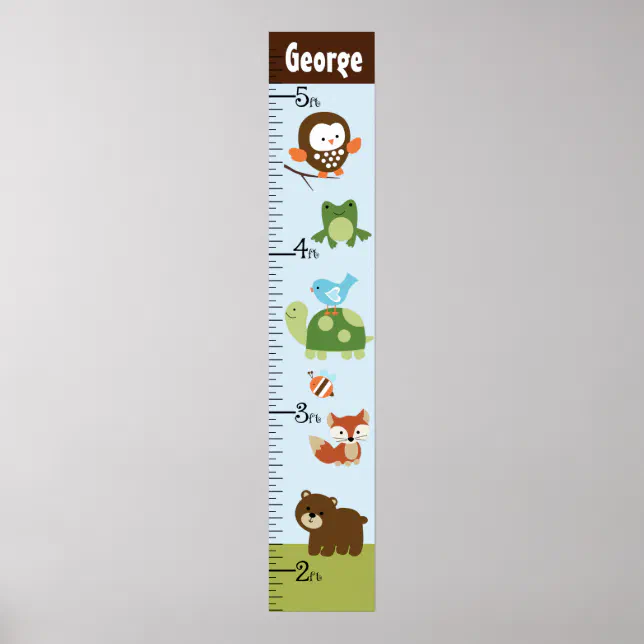 Forest Friends Animals Growth Chart Keep at 8x44! | Zazzle