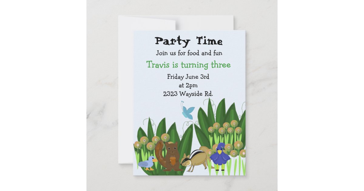 Forest Friends Birthday Party Invitation | Zazzle