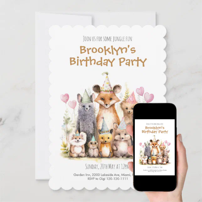 Forest Friends Birthday Party Invitation | Zazzle