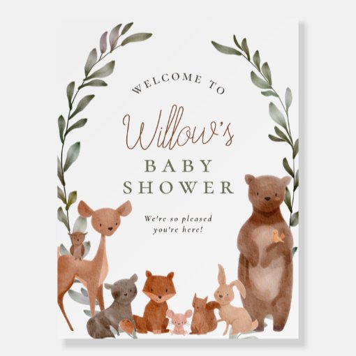 Forest Friends Woodland Baby Shower Welcome Sign | Zazzle