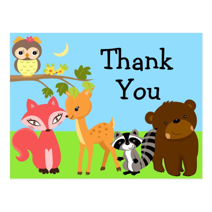 Forest Friends Woodland Thank You Postcard | Zazzle.com