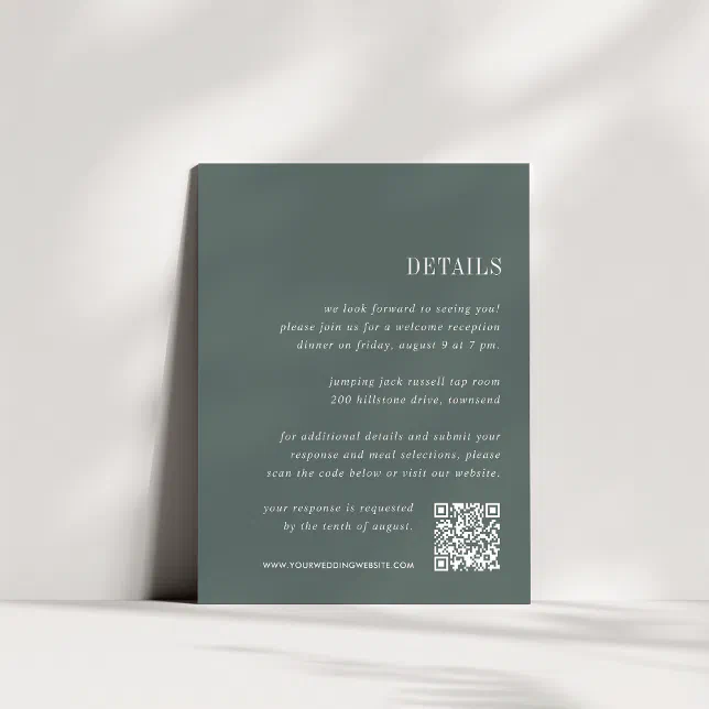 Forest Green | All-in-One Wedding Details Enclosure Card | Zazzle