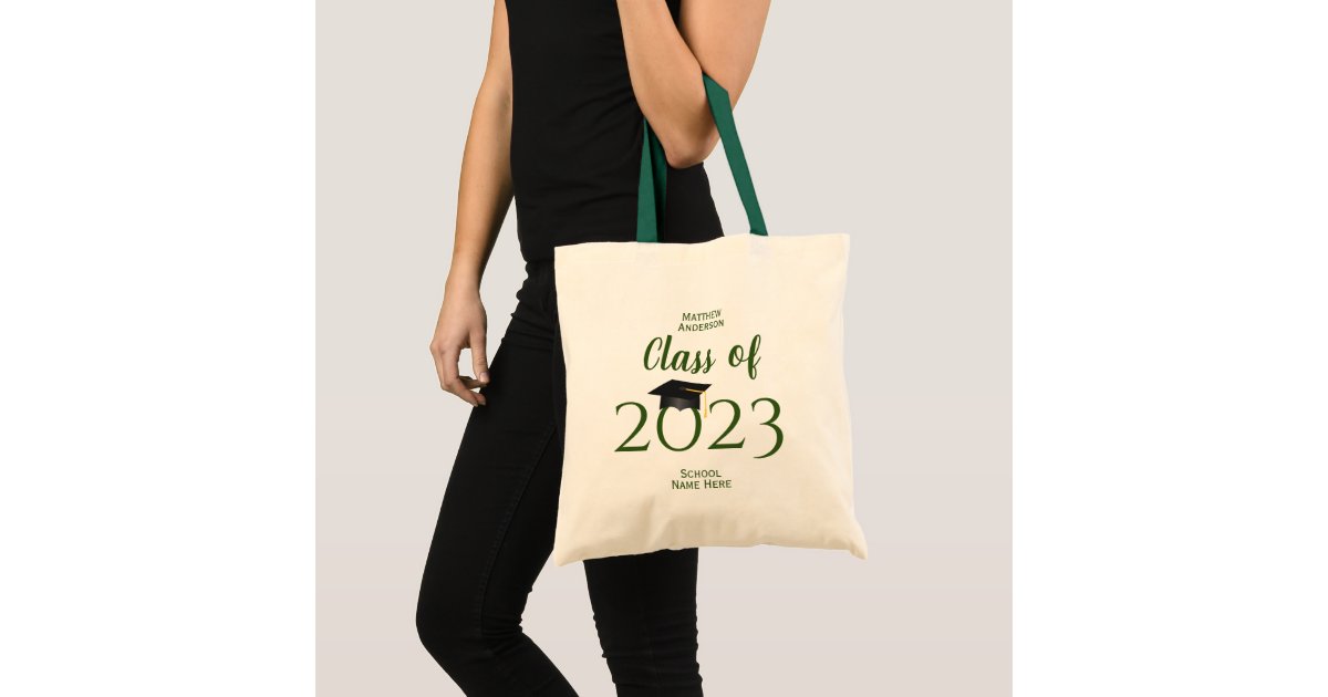 Forest Green Class of 2023 Grad Cap Graduation Tote Bag | Zazzle