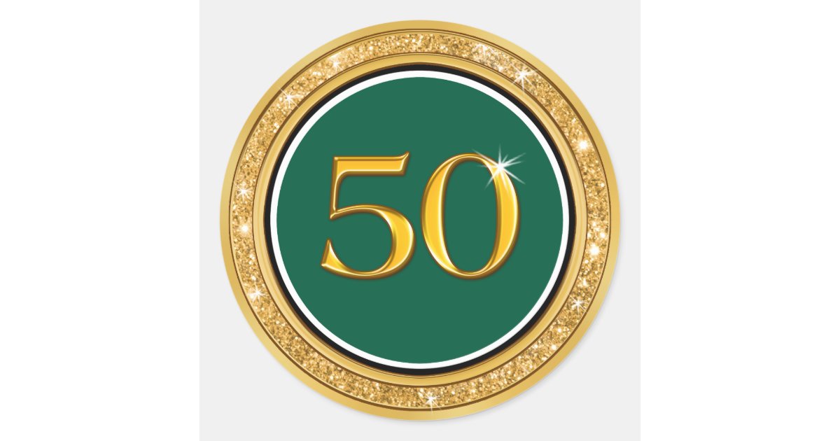 Forest Green, Gold, 50th Stickers, Class Reunion Classic Round Sticker ...