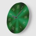 Forest Green Metallic Clock with Roman Numbers | Zazzle