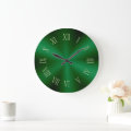Forest Green Metallic Clock with Roman Numbers | Zazzle