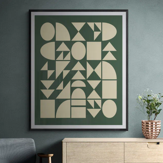 Forest Green | Modern Geometric Shapes Art Poster | Zazzle