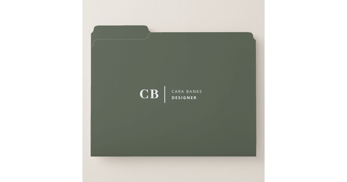 Forest Green Monogram Stylish Trendy Modern File Folder | Zazzle