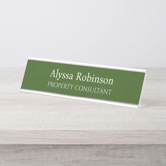 Forest Green Professional Desk Name Plate | Zazzle