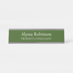 Forest Green Professional Desk Name Plate | Zazzle