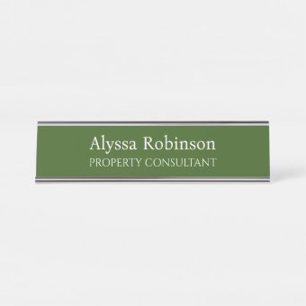 Forest Green Professional Desk Name Plate | Zazzle