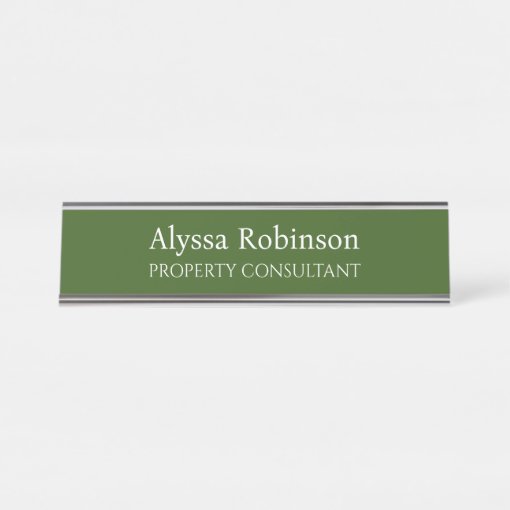 Forest Green Professional Desk Name Plate | Zazzle