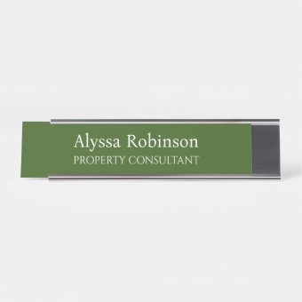 Forest Green Professional Desk Name Plate | Zazzle