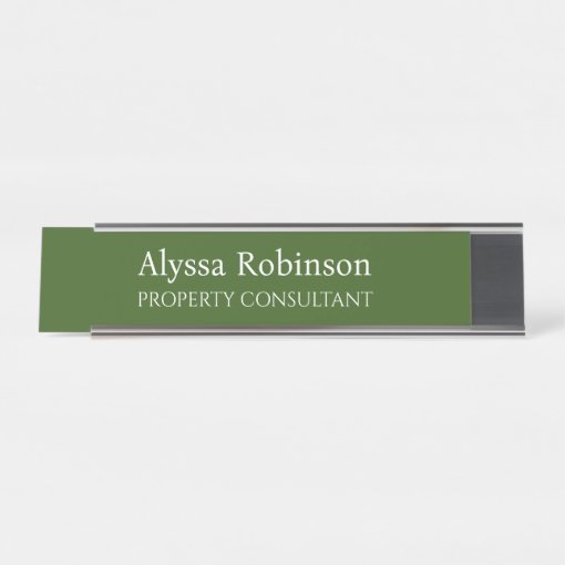 Forest Green Professional Desk Name Plate | Zazzle