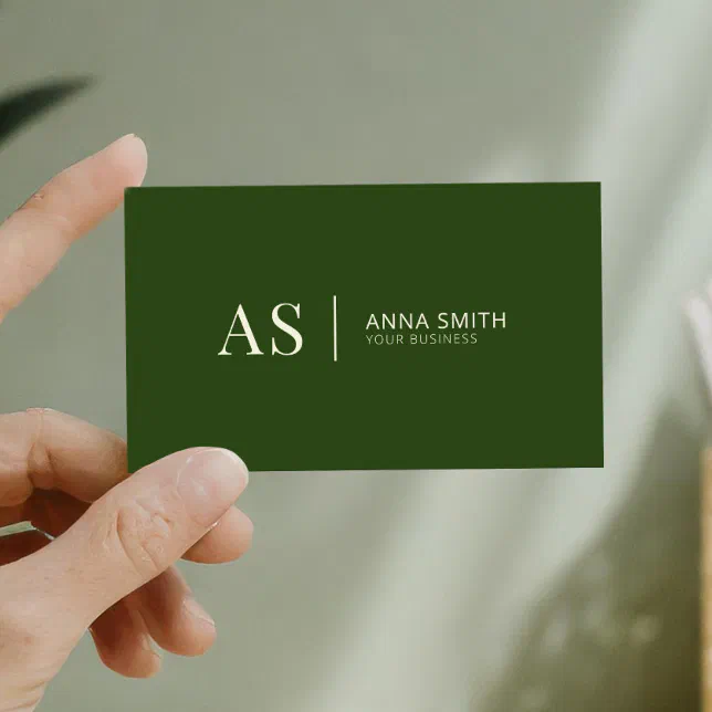 Forest Green Stylish Monogram Modern Business Card | Zazzle