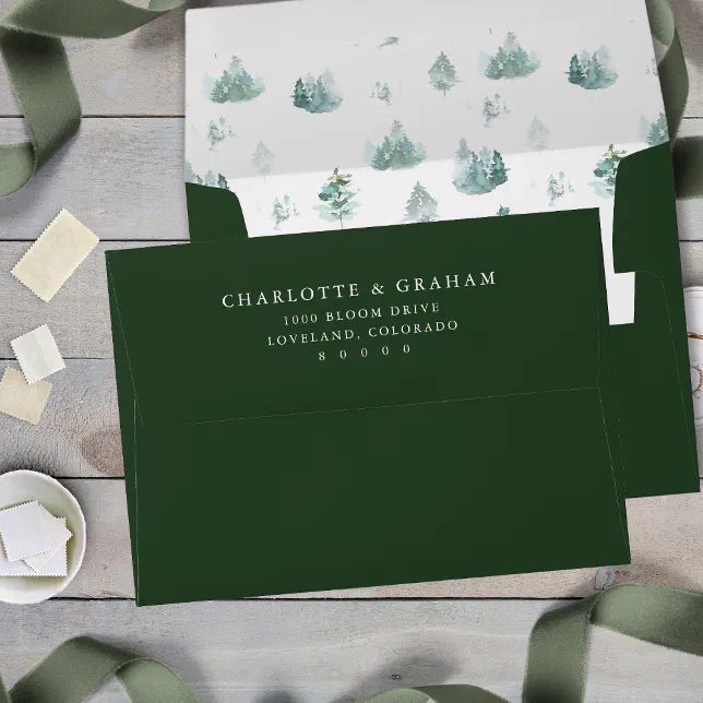 Forest Green Wedding Envelope | Zazzle