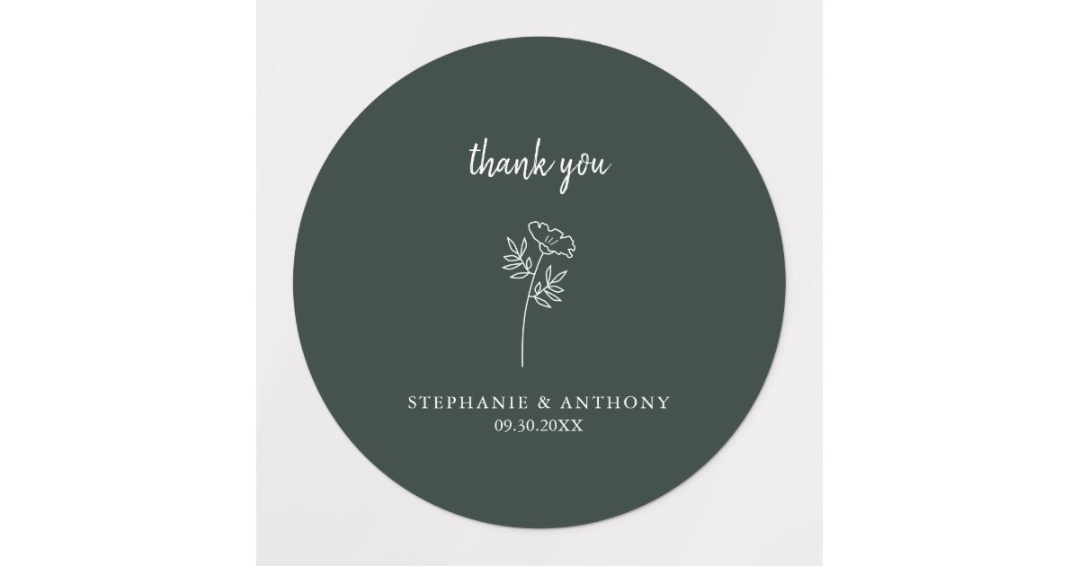 Forest Green Wildflower Wedding Thank You Labels | Zazzle