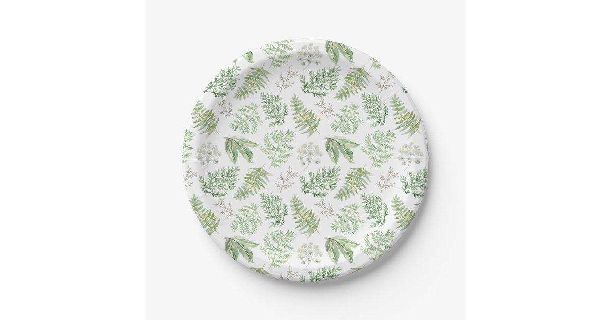 Forest Greenery Pattern Paper Plates | Zazzle