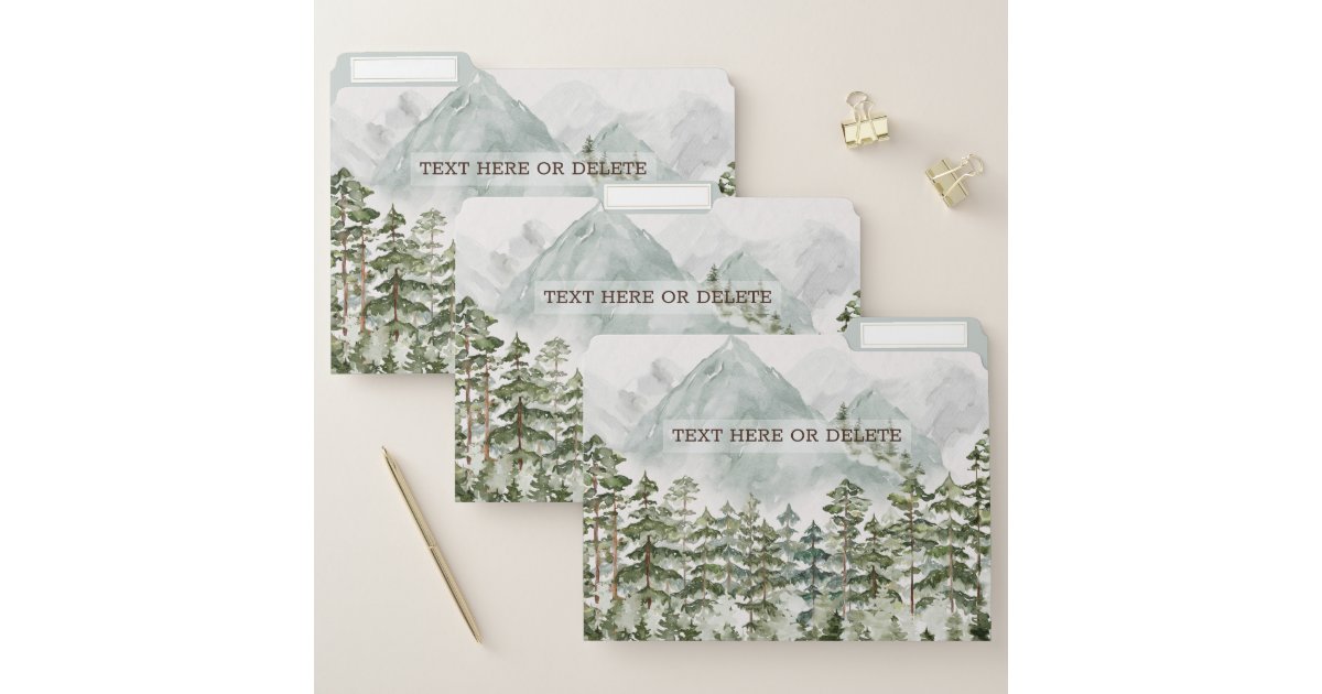 Forest Mountain Watercolor Landscape File Folder | Zazzle