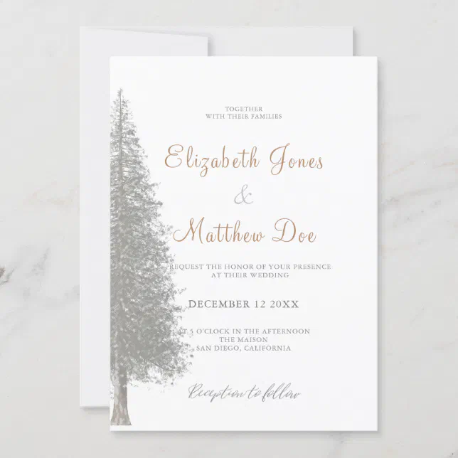 Forest Mountain Winter Pine Tree Wedding Invitation | Zazzle