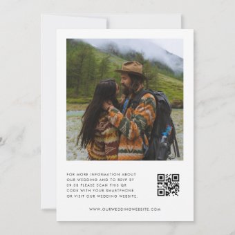 Forest Mountains Modern Script QR Code Wedding Invitation | Zazzle