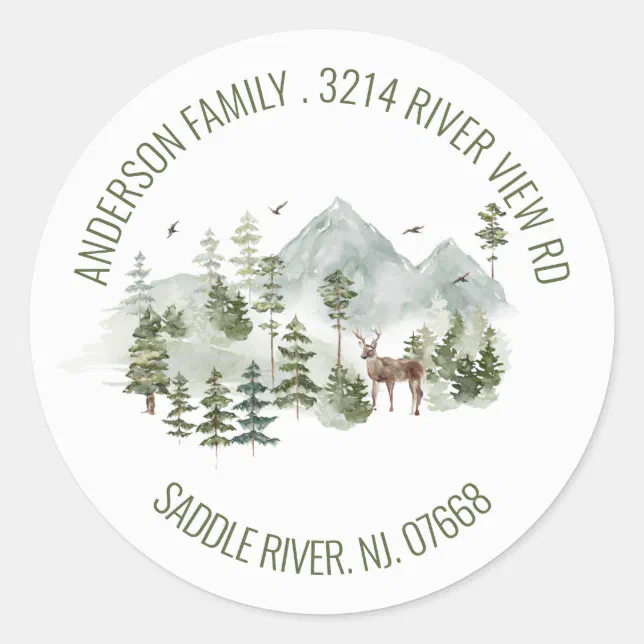 Forest Mountains | New Home Address Label Sticker | Zazzle