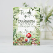 Forest Mushrooms Ferns Green Rustic Nature Script Thank You Card | Zazzle