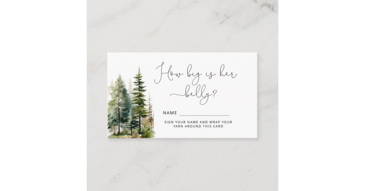 Forest pine trees how big is mommy's belly enclosure card | Zazzle