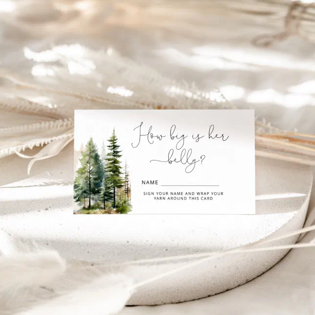 Forest pine trees how big is mommy's belly enclosure card | Zazzle