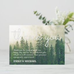 Forest Pine Trees Thank You Card Rustic Kraft | Zazzle