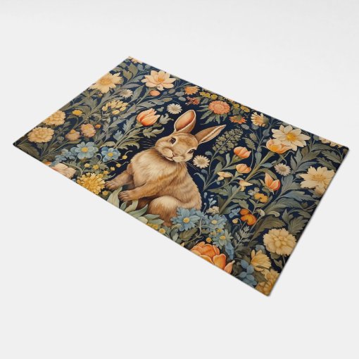 Forest Rabbit William Morris Cottagecore Bunny Doormat | Zazzle