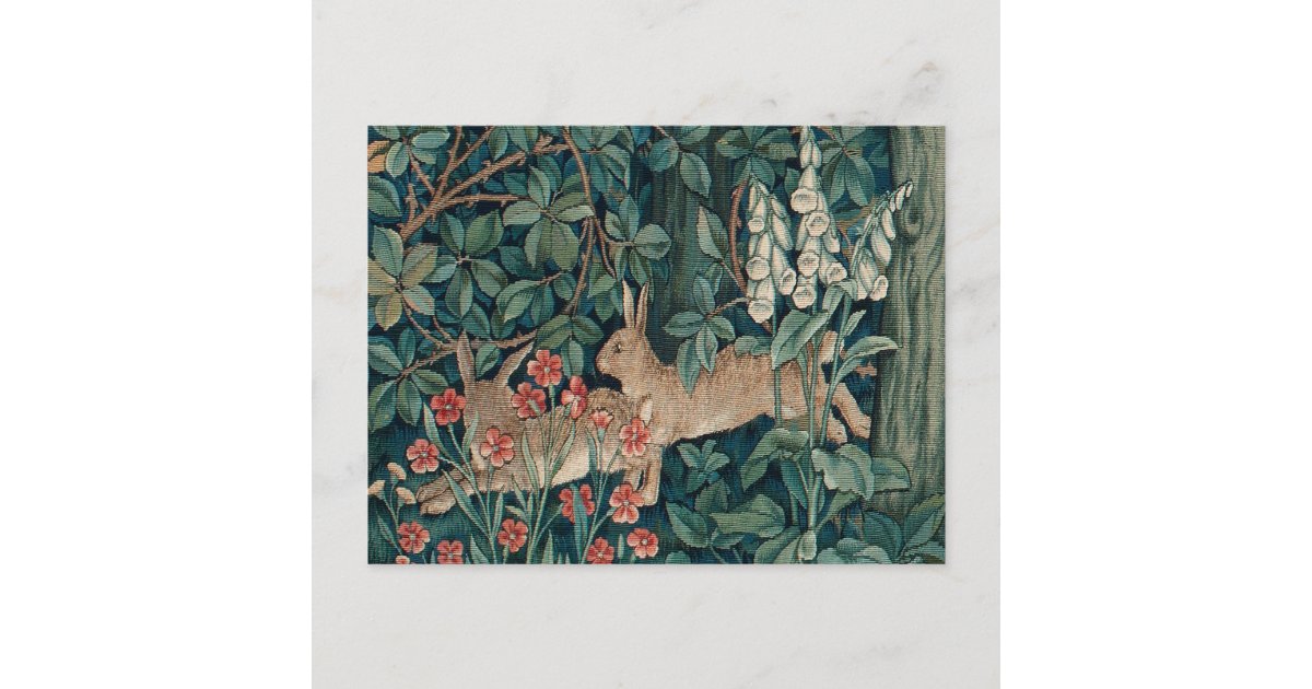 Forest Rabbits Tapestry Postcard | Zazzle