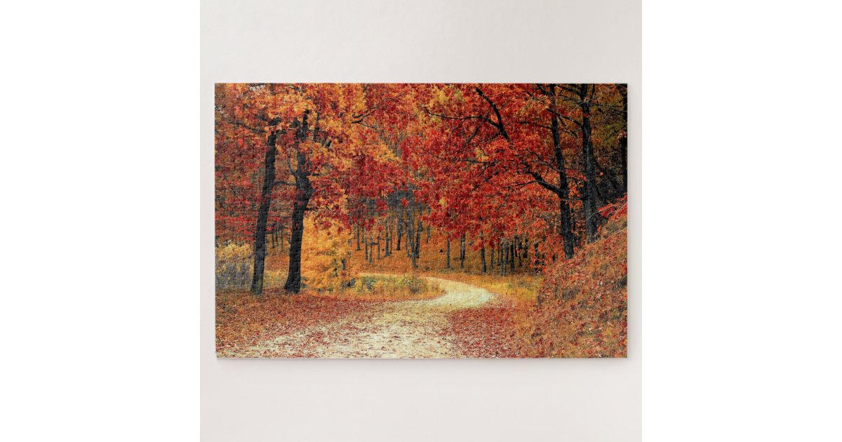 Forest Road - Fall Jigsaw Puzzle | Zazzle