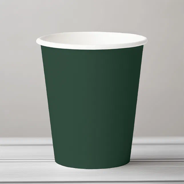 Forest solid plain dark green paper cups | Zazzle