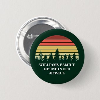 Forest Sunset Camping Trip Custom Family Reunion Button | Zazzle